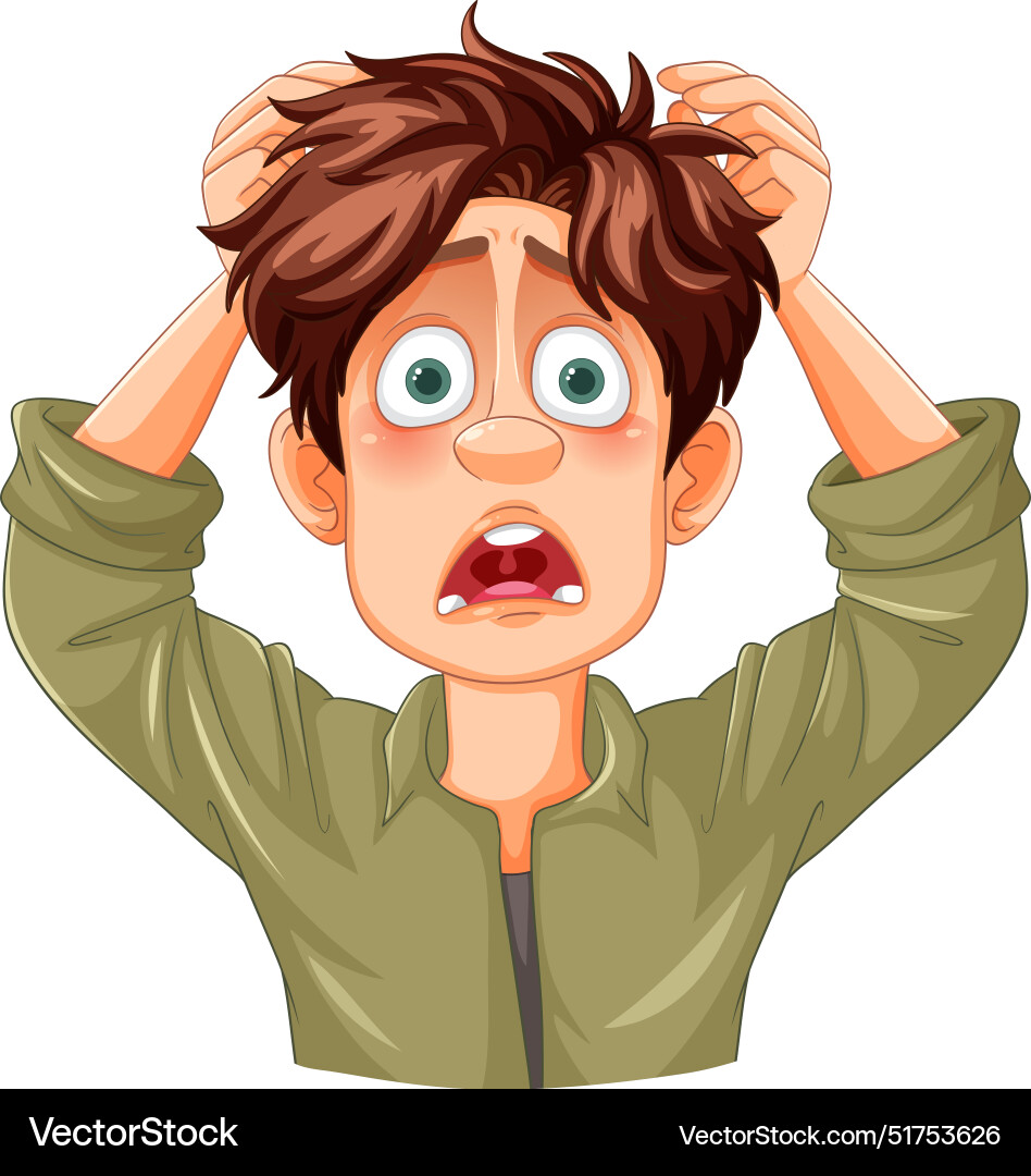 A young man with a shocked expression Royalty Free Vector