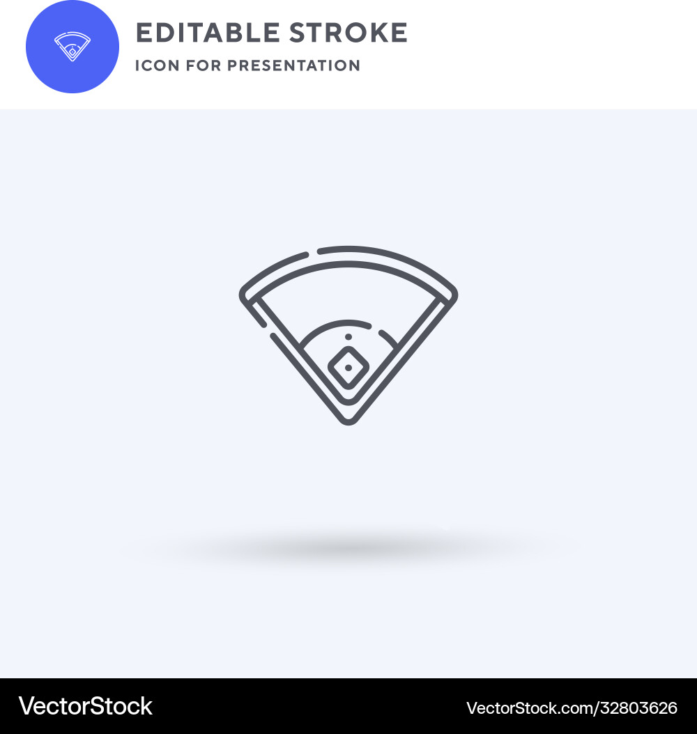Baseball field icon filled flat sign Royalty Free Vector