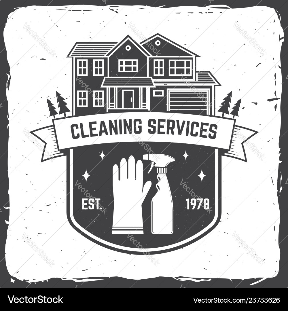 Cleaning company badge emblem Royalty Free Vector Image