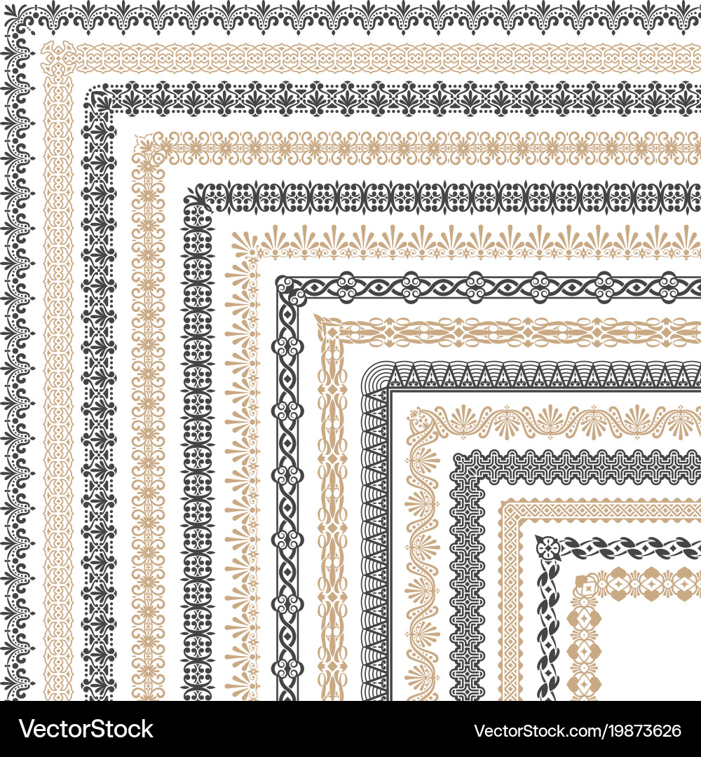 Coptic ornament frame border corners Royalty Free Vector
