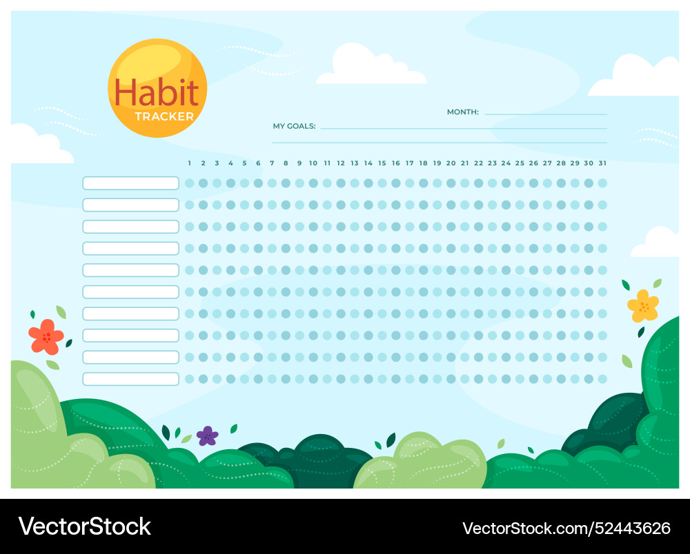 Habit tracker template Royalty Free Vector Image