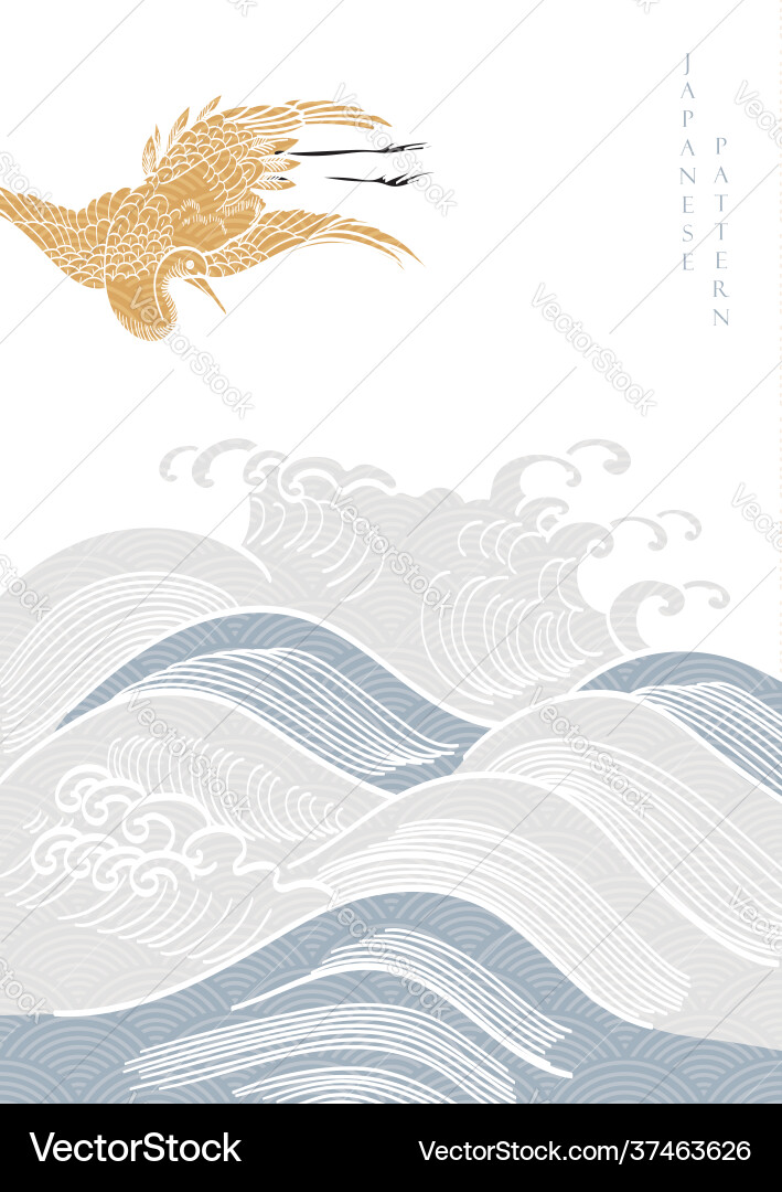 Japanese pattern with hand draw ocean wave Vector Image