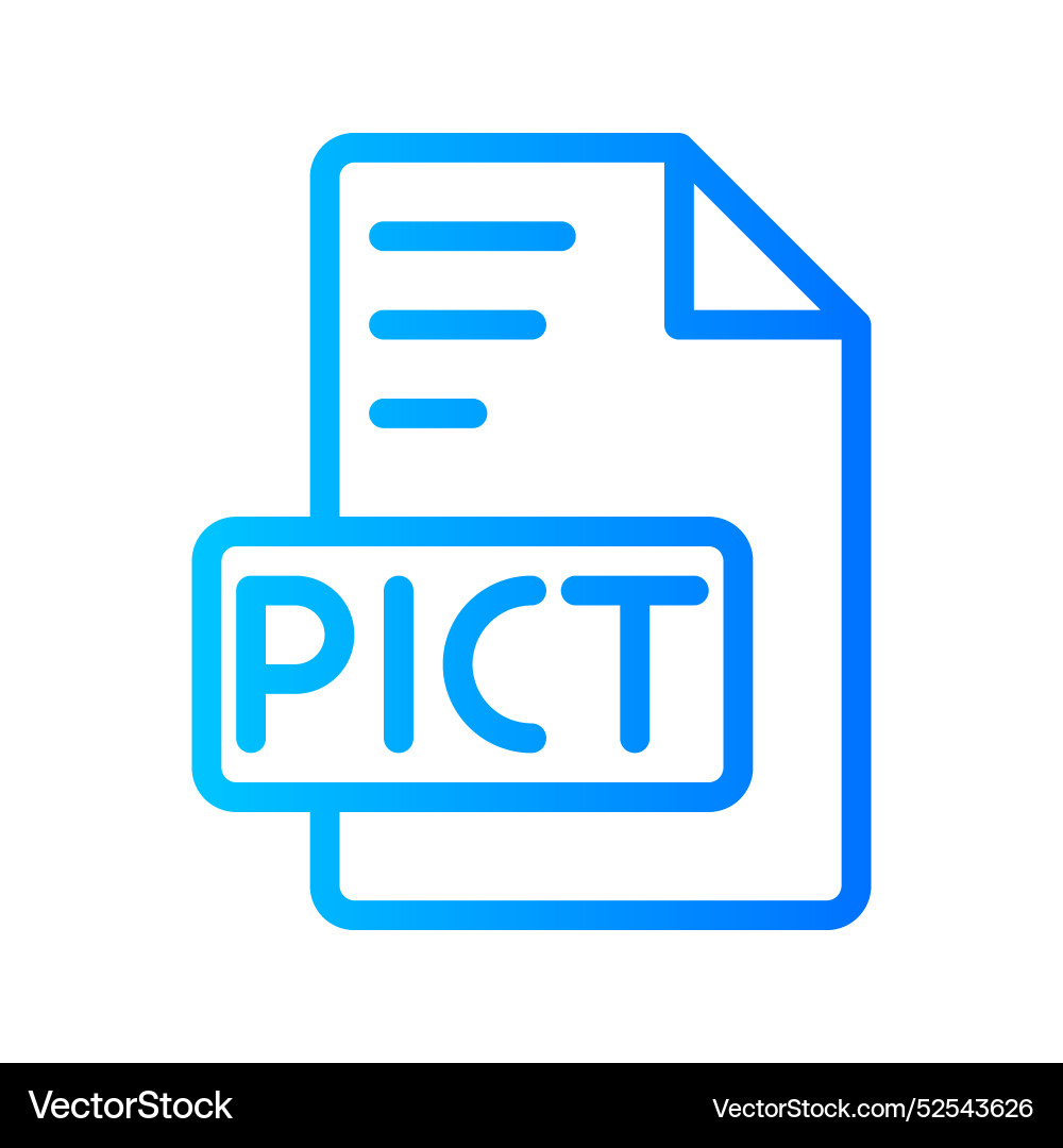 Pict document file picture gradient icon format Vector Image