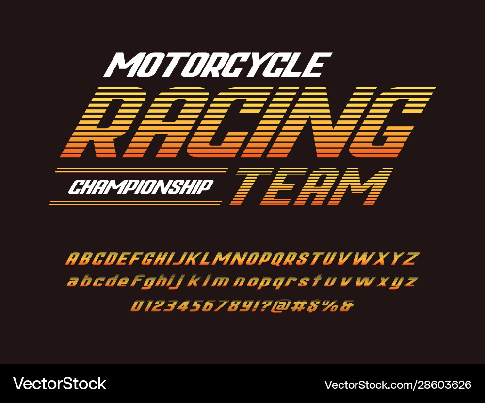 Racing Font - Speed Style Royalty Free Vector Image