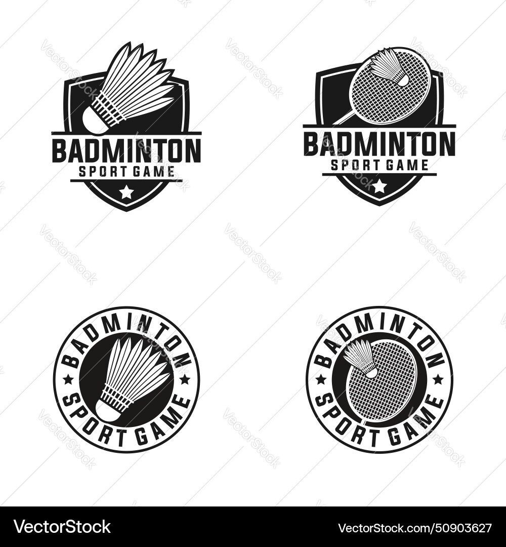 Badminton sport graphic template set Royalty Free Vector