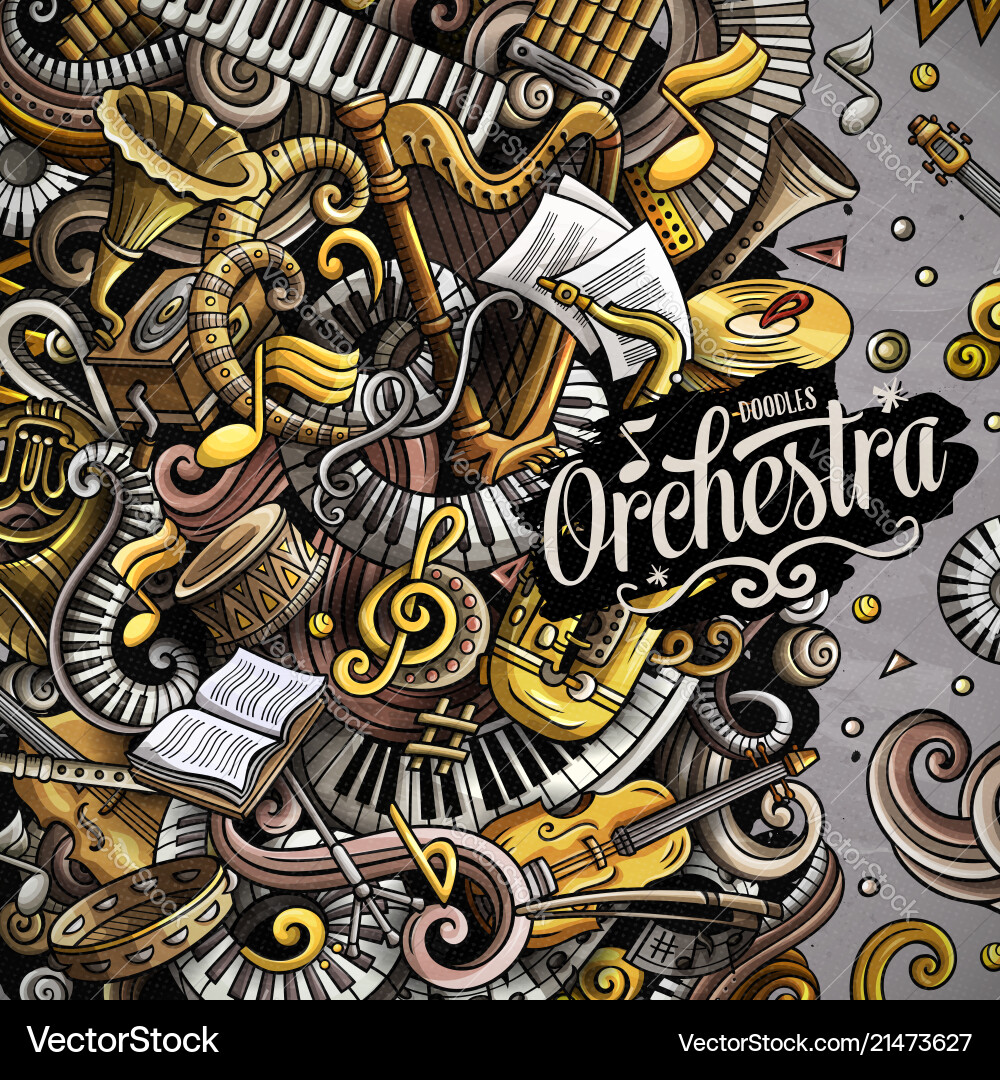 Cartoon doodles classic music frame Royalty Free Vector