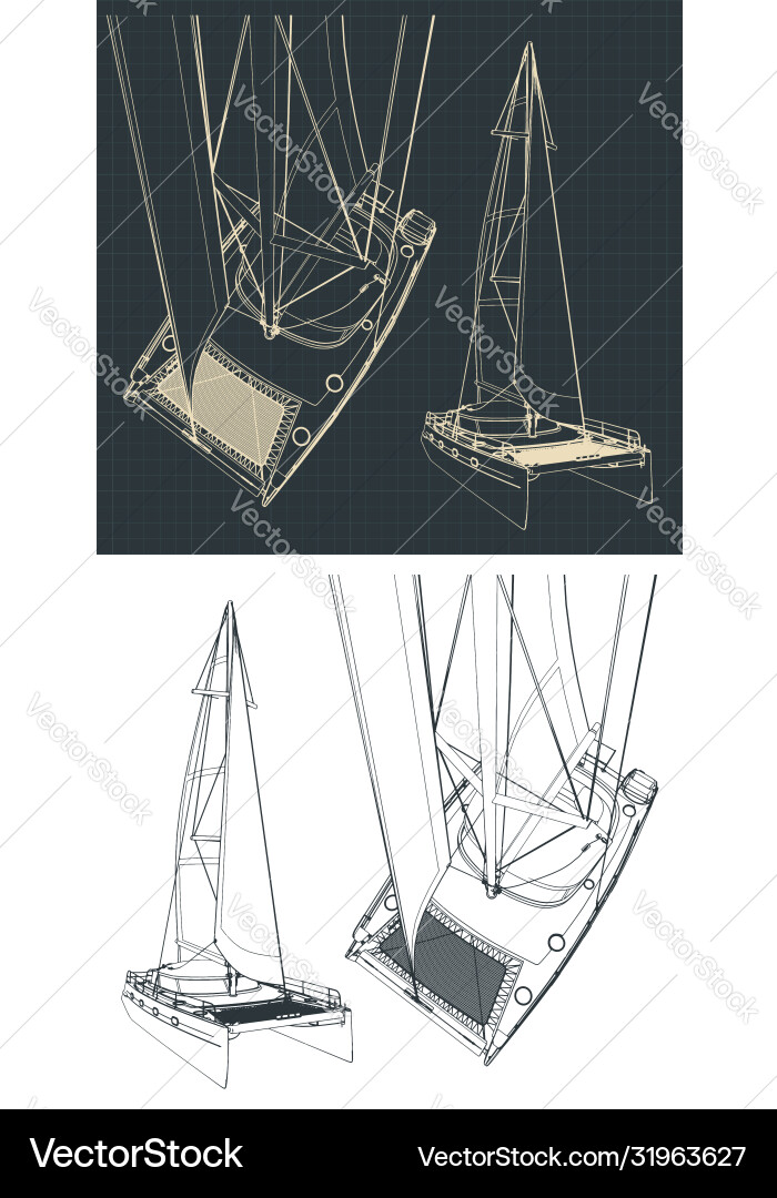 Catamaran drawings Royalty Free Vector Image - VectorStock