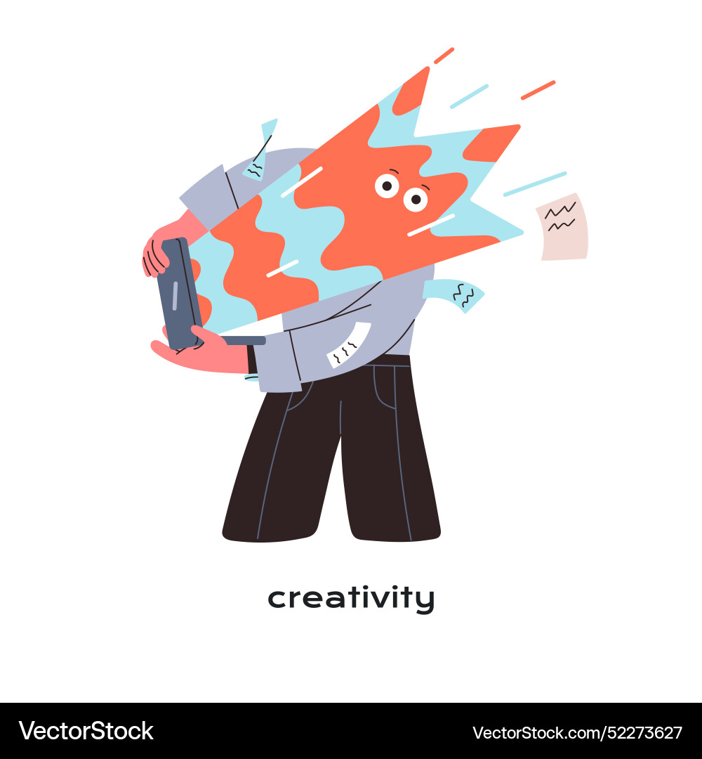 Creativity skills concept employee with powerful Vector Image