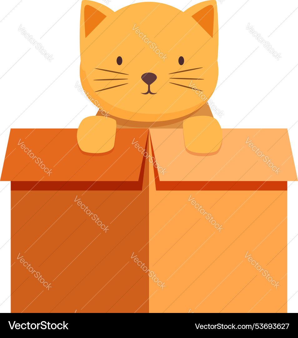 Cute cat looking out from inside cardboard box Vector Image
