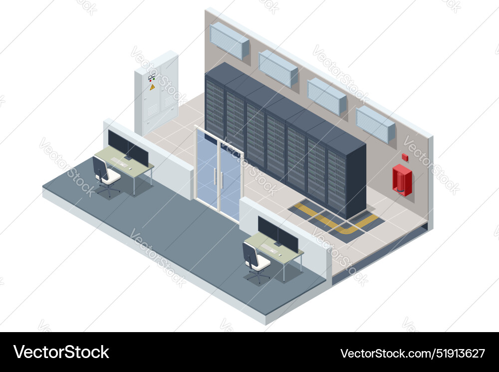 Isometric network computing technologies digital Vector Image