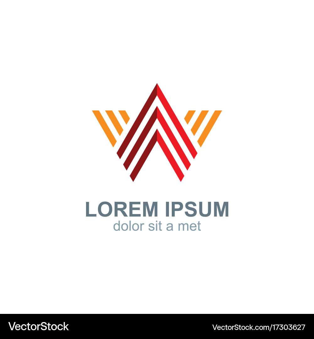 Letter w line colored logo Royalty Free Vector Image