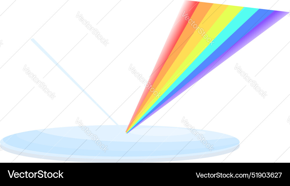 Light beam splitting through triangular prism Vector Image