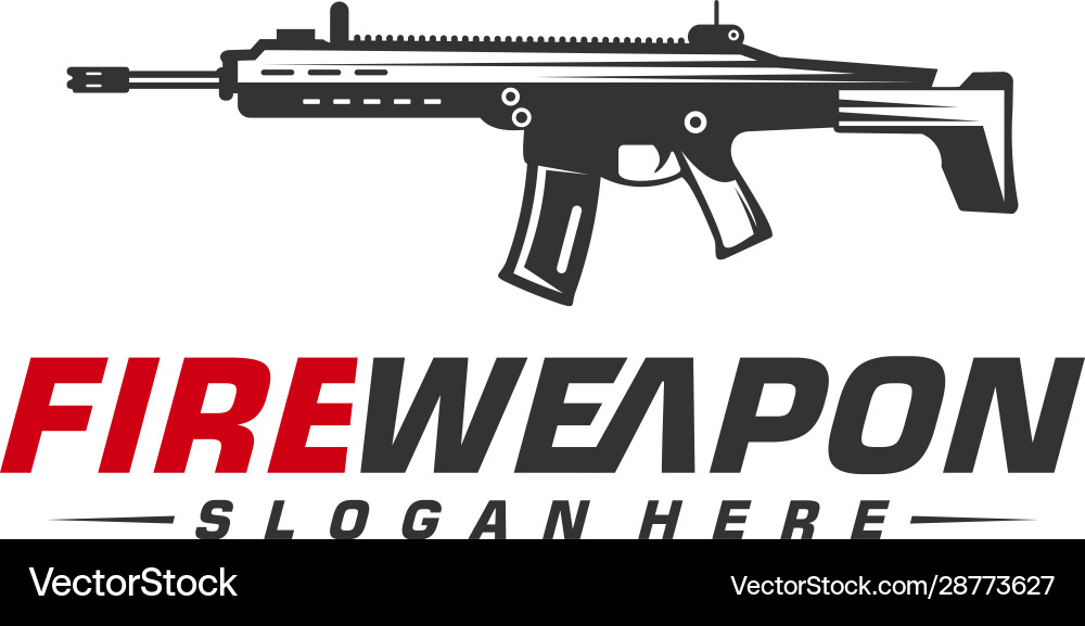 Machine Gun Logo - Military Firearms Royalty Free Vector