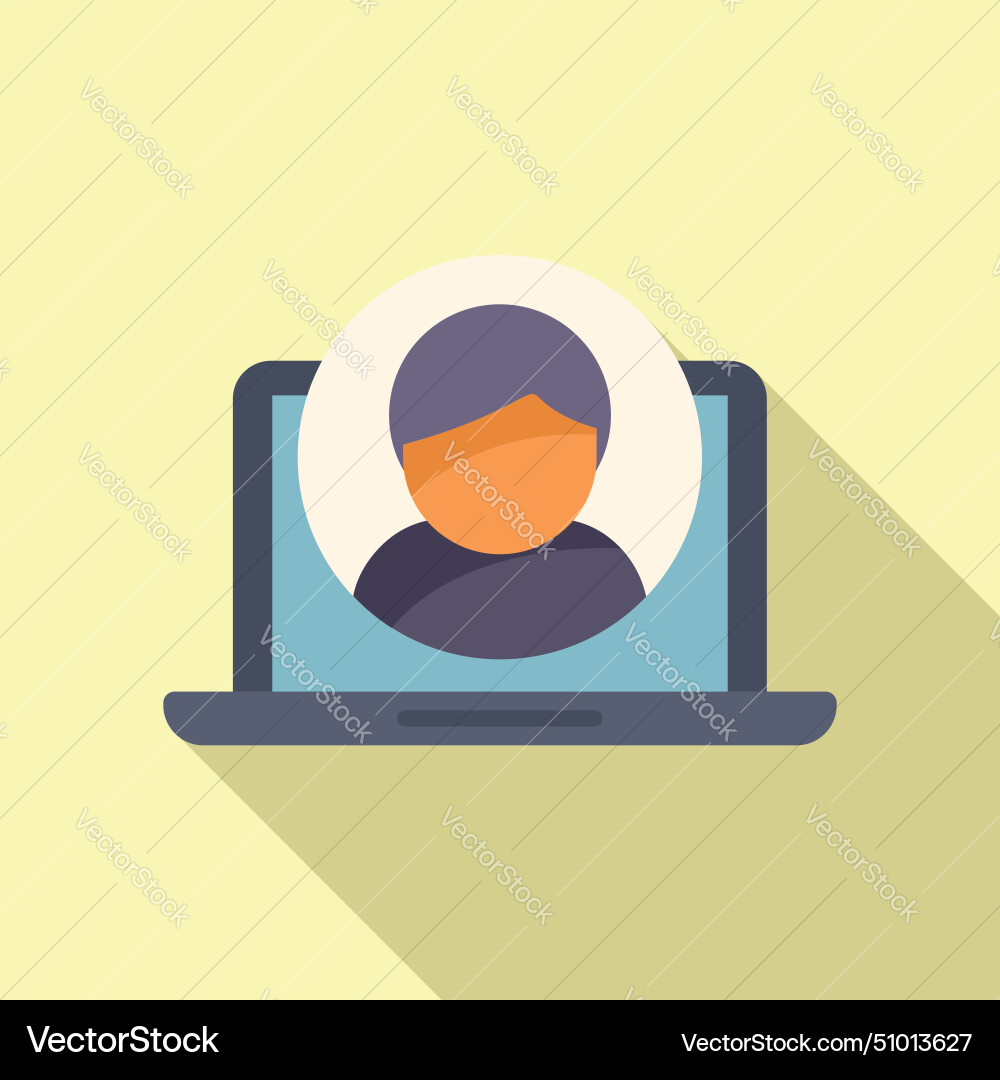Motivational speaker online laptop call icon flat Vector Image