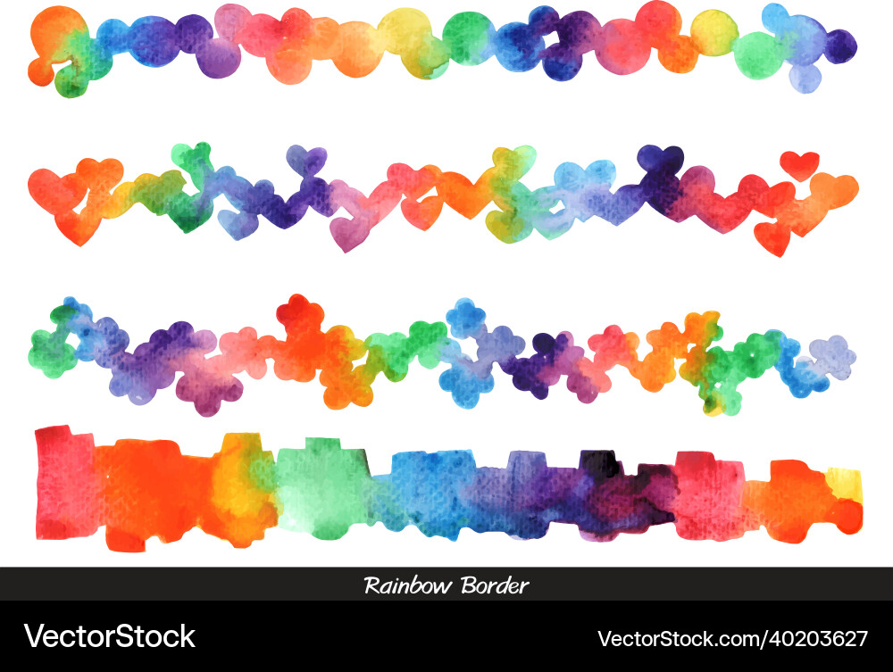 Rainbow color border line watercolor Royalty Free Vector