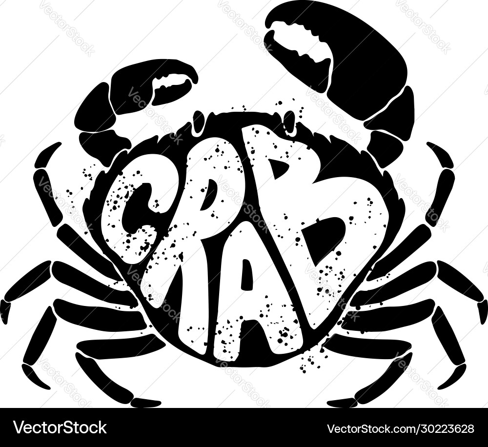 Crab with lettering isolated on white background Vector Image