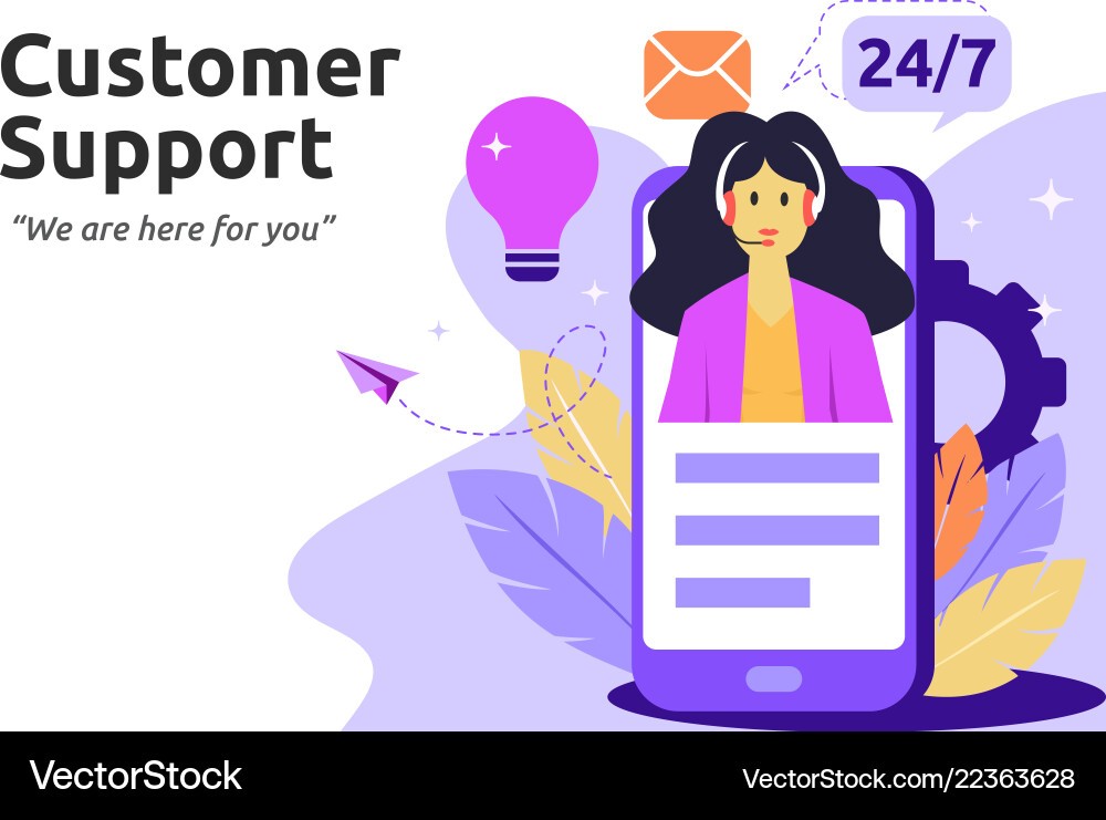 Customer and operator online technical support Vector Image