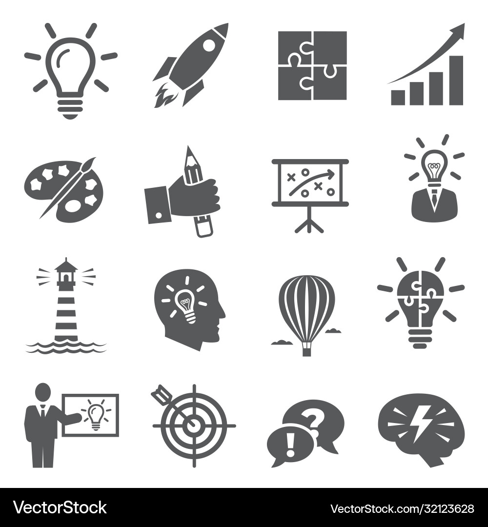 Idea icons on white background Royalty Free Vector Image