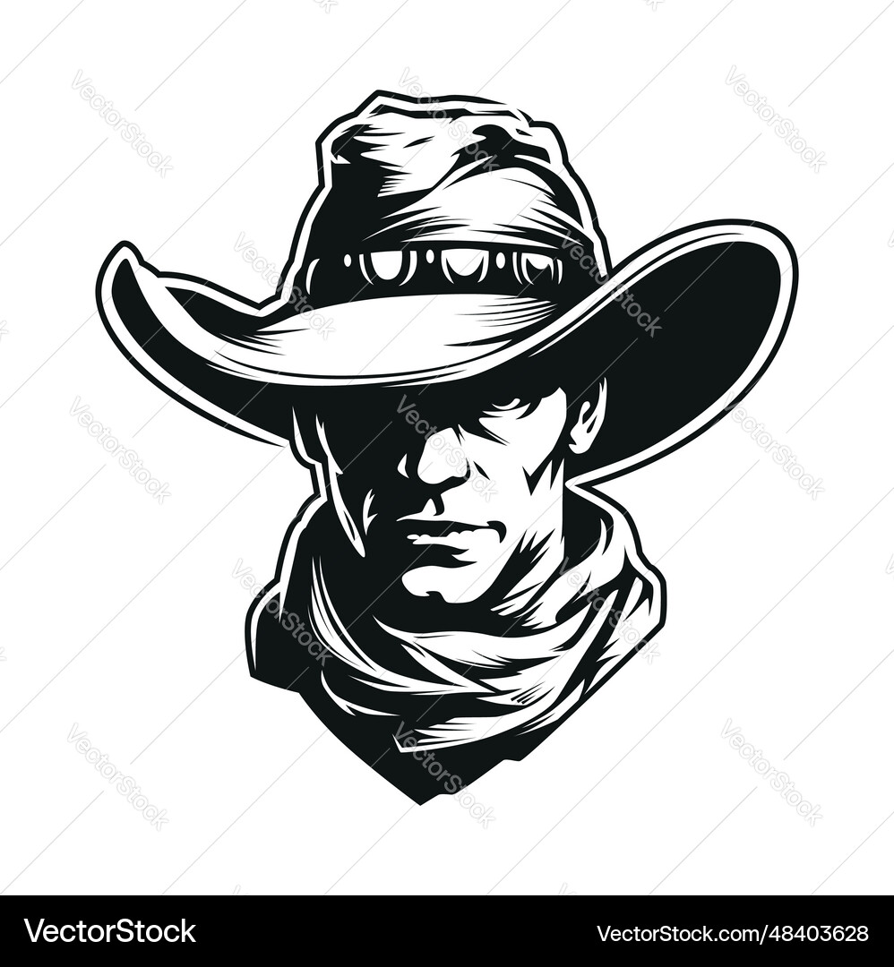 Lone Cowboy Portrait Royalty Free Vector Image