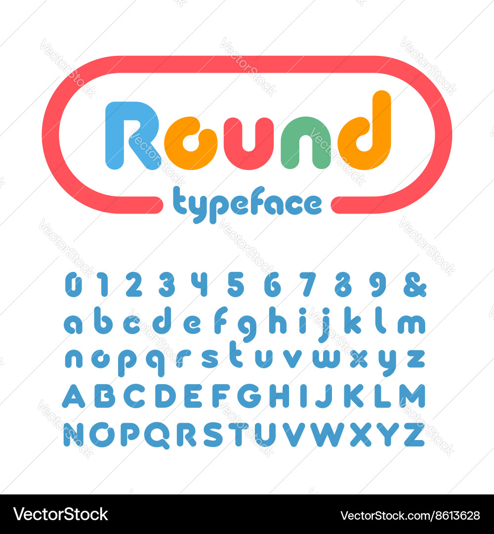 Rounded font alphabet with donut effect letters Vector Image