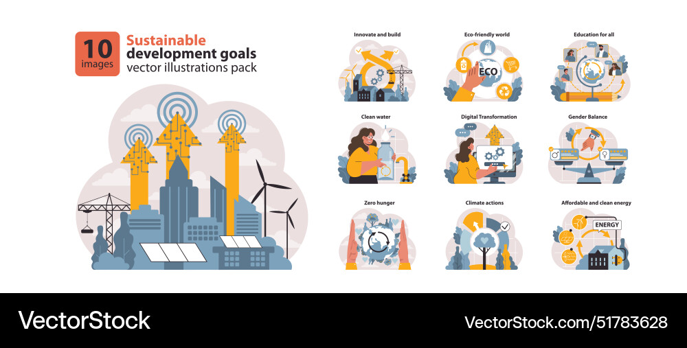 Sdg or sustainable development goals set global Vector Image