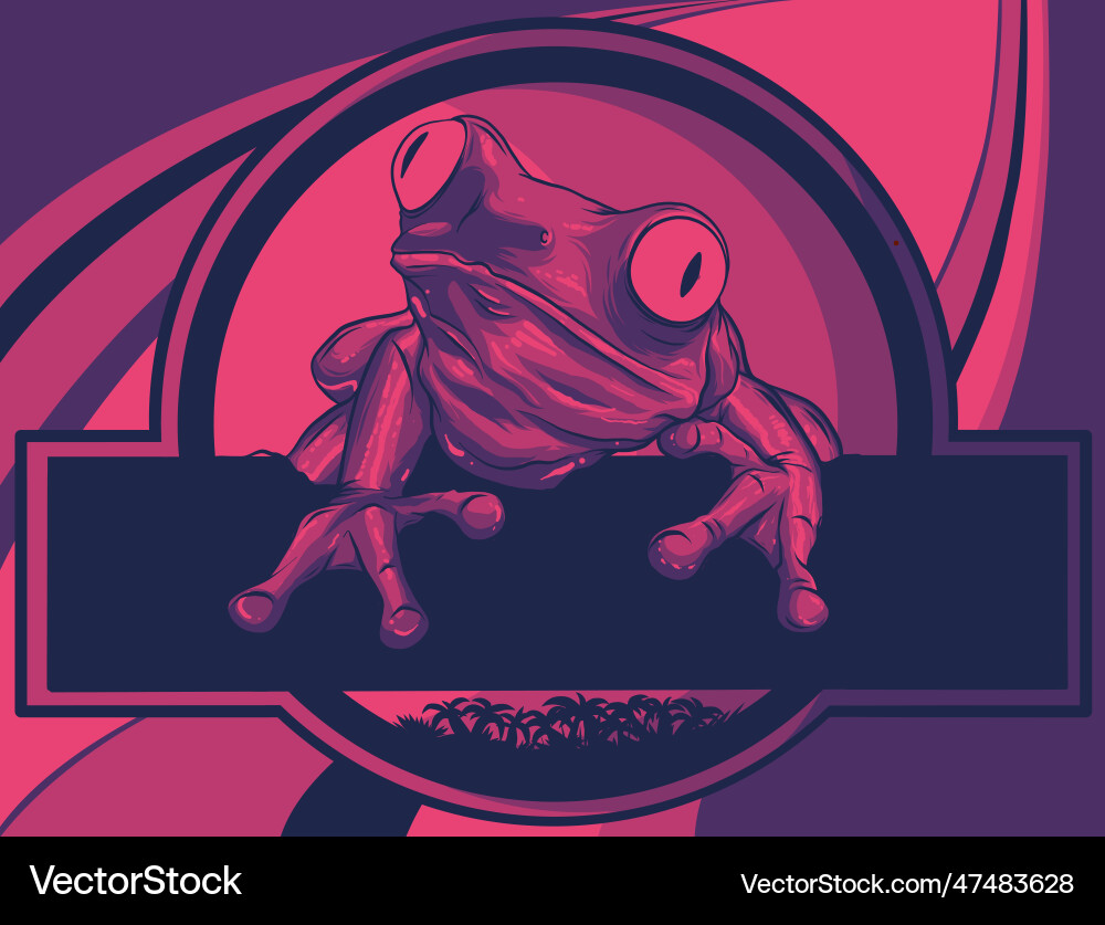 Sitting frog digital draw Royalty Free Vector Image