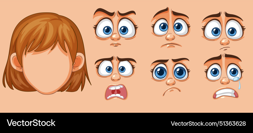 Various emotions depicted through cartoon faces Vector Image