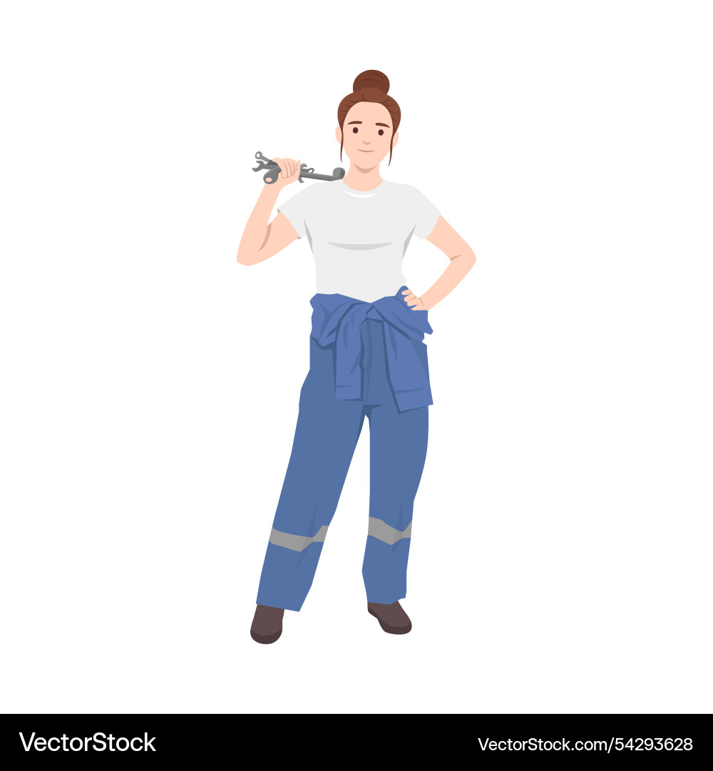 Young woman technician with tool in hands Vector Image