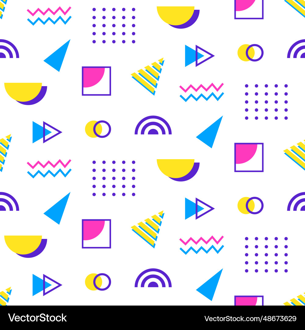 80s & 90s Memphis Style Geometric Pattern Vector Image
