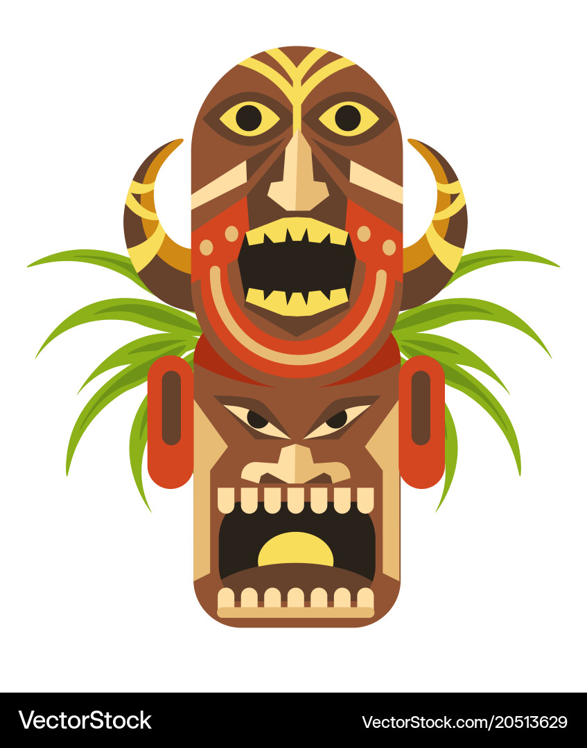 Ancient ritual mask with angry faces from mayan Vector Image