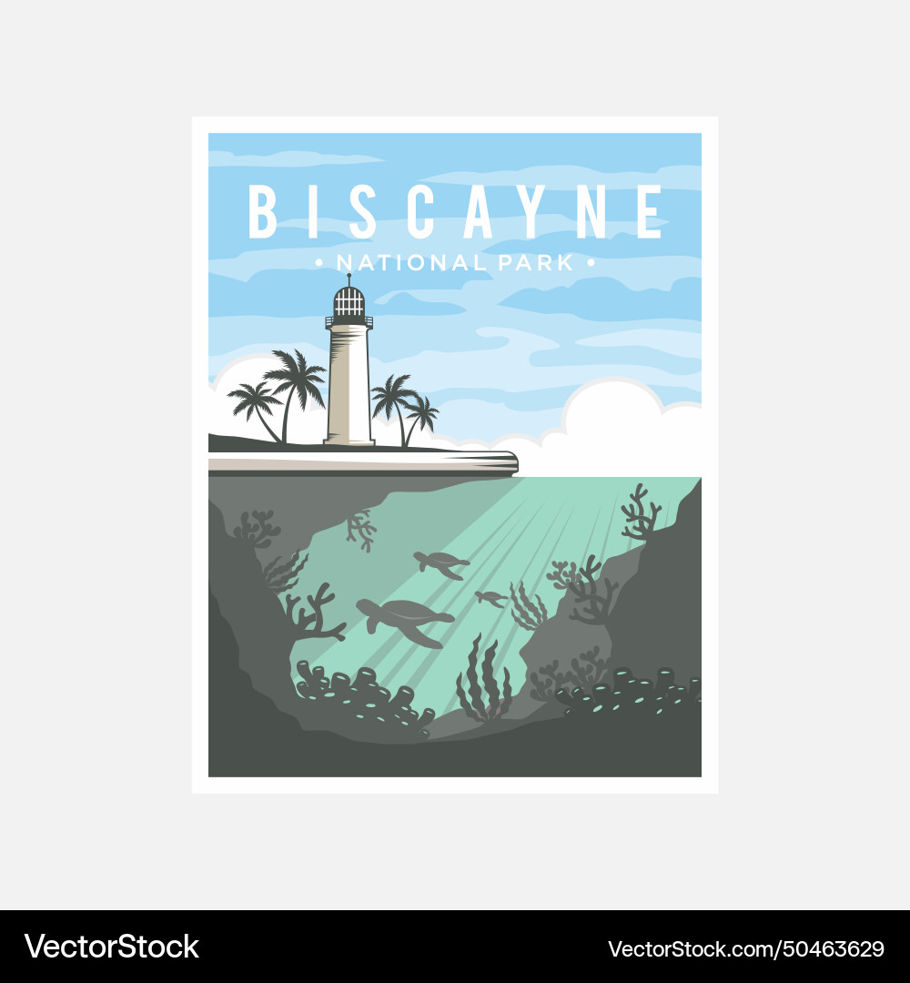 Biscayne national park poster Royalty Free Vector Image