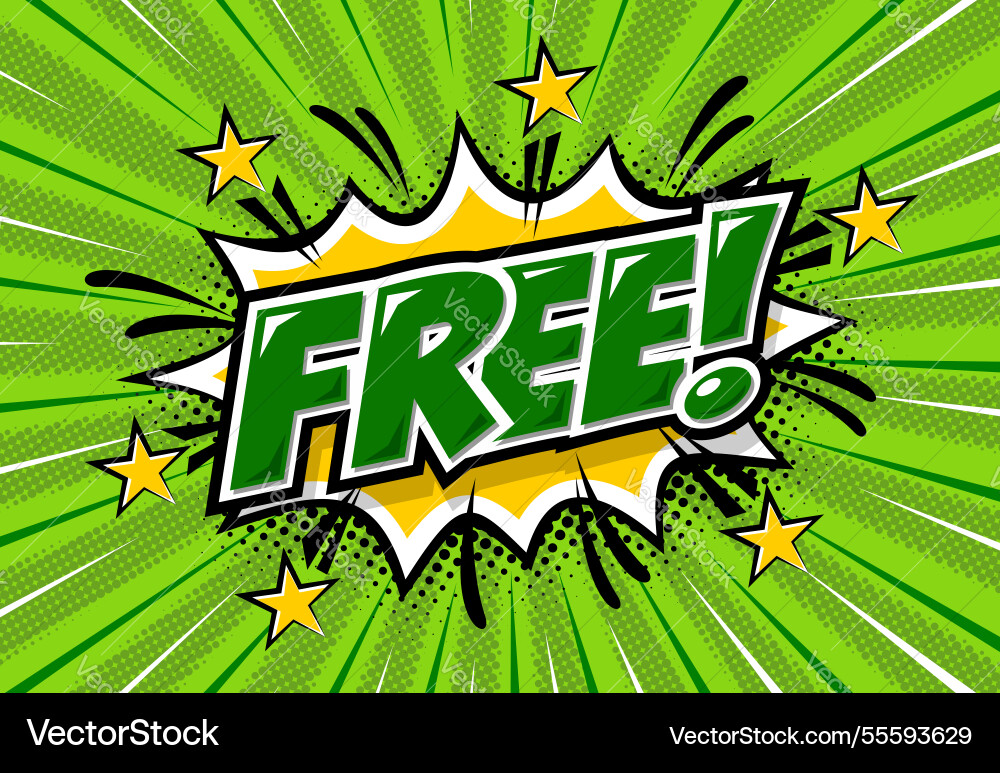 Free comic word exploding on green background Vector Image