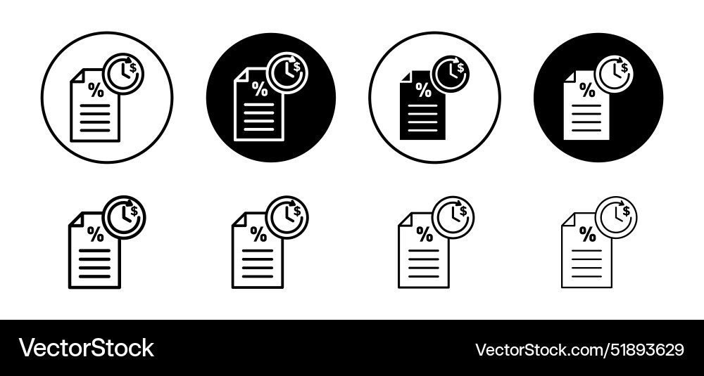 Loan rate and term icon set collection loan rate Vector Image