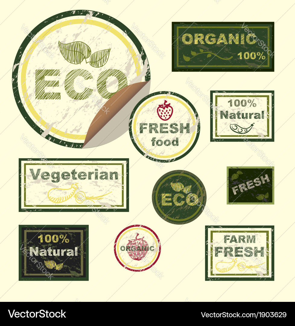 Organic food signs Royalty Free Vector Image - VectorStock