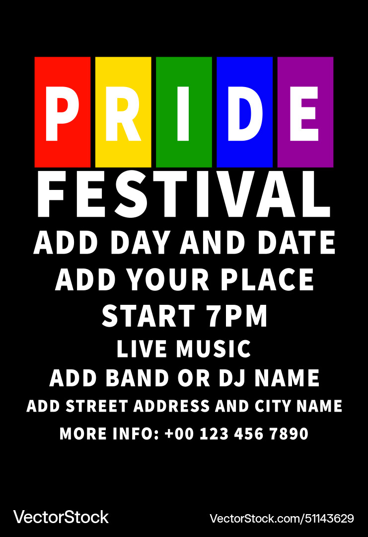 Pride festival flyer poster design Royalty Free Vector Image