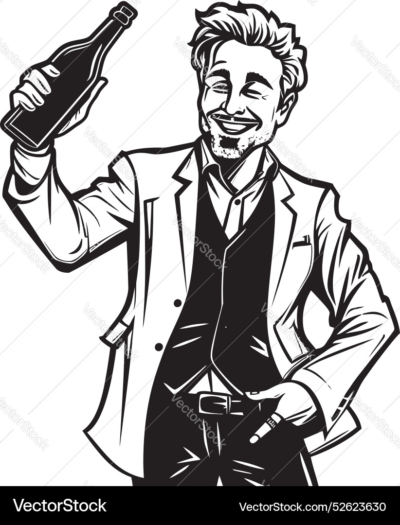 Alcohol affection graphics depicting a drunken Vector Image