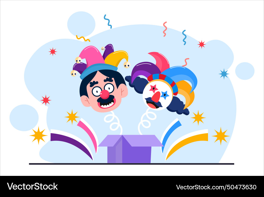 April fools clown circus flat design Royalty Free Vector