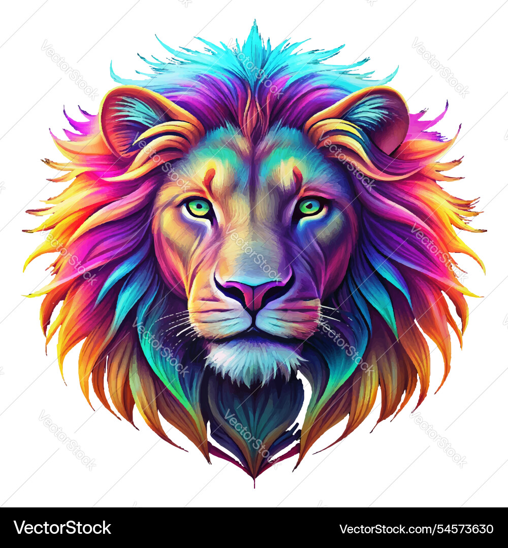Colorful Lion Head Artwork Royalty Free Vector Image