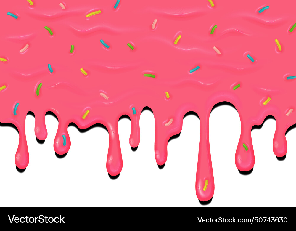 Dripping pink donut glaze sweet icing horizontal Vector Image