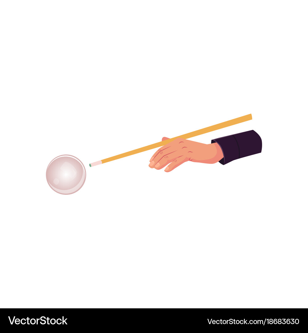 Flat hand in billiard glove with cue stick Vector Image
