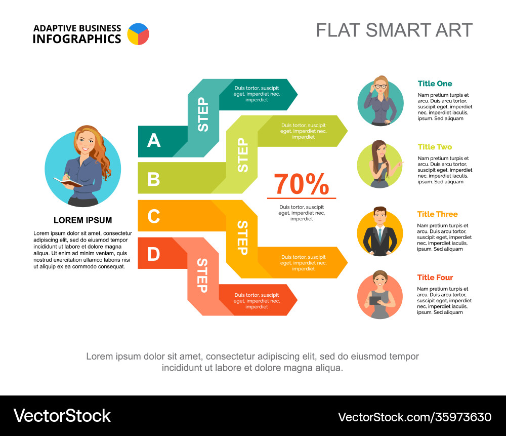 Four options progress percentage chart template Vector Image