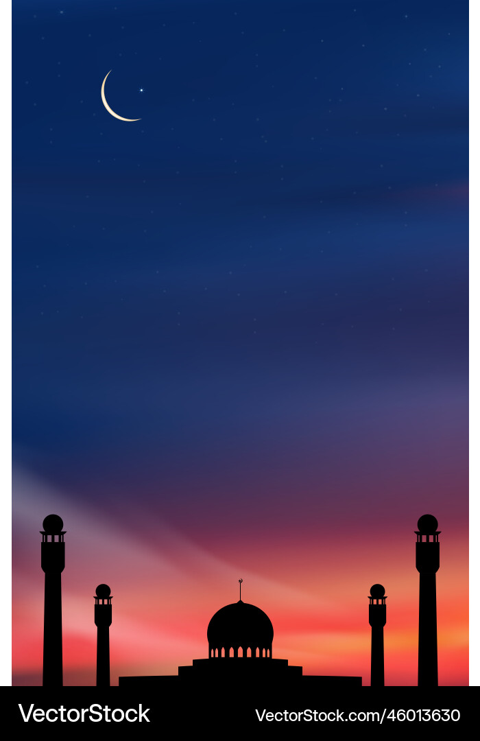 Islamic card with mosques domecrescent moon Vector Image
