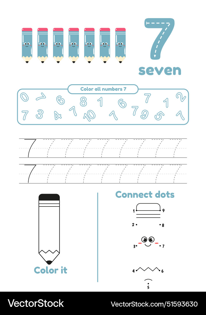 Kids Learning Games: Color & Trace Royalty Free Vector