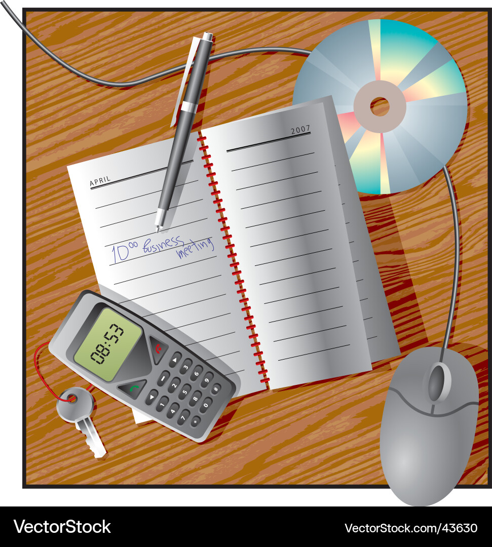 Office Desk Still Life Royalty Free Vector Image