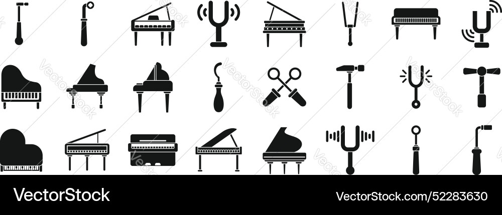 Piano tuner icons set working Royalty Free Vector Image