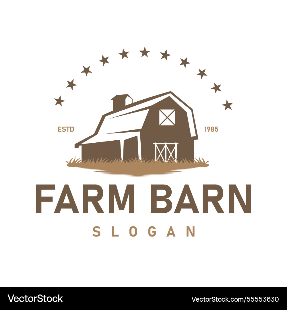 Rural farm logo with classic barn design Vector Image