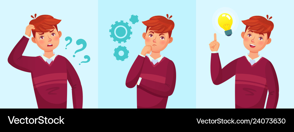 Young Man Brainstorming Idea Royalty Free Vector Image