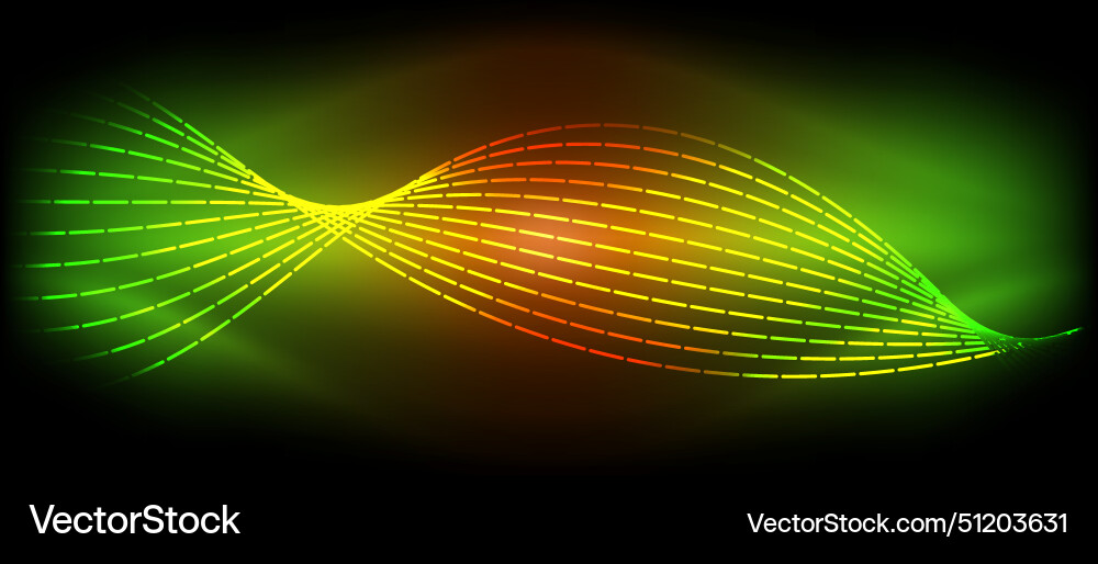 A colorful glowing wave on a dark background Vector Image