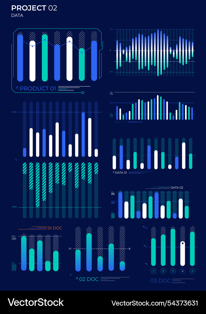 Business elements charts in color Royalty Free Vector Image