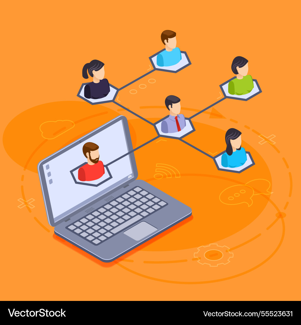 Business people networking using social media Vector Image